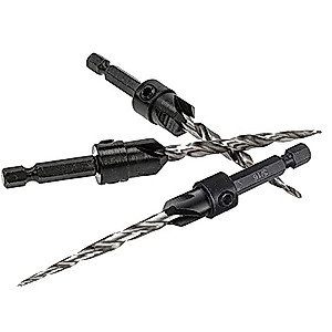 Yakamoz 5Pcs Taper Drill Countersink Set 1/4" Hex Shank Countersinks with Tapered Point Pilot Drill Bits for Woodworking