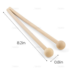 AUEAR, 8 Inch Long Wood Mallets Percussion Sticks for Xylophone Glockenspiel Percussion Energy Chime Wood Block and Bells (2 Pack)