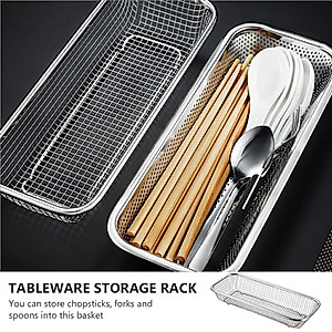 Luxshiny Dishwasher Silverware Cutlery Basket, Flatware Drying Rack Countertop Utensil Holder Stainless Steel Mesh Silverware Strainer