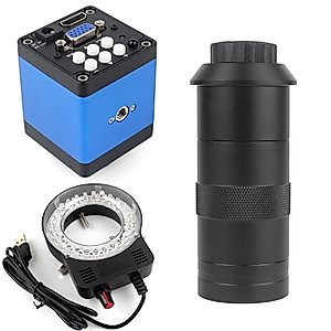 HDMI VGA 13MP Monocular Microscope Digital Camera + 130X 180X Adjustable Lens + 56 LED Light Suit for Repair Phone Soldering (Color : 13MP Camera)