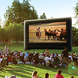 GYUEM 18 feet Inflatable Outdoor Projector Movie Screen - Package with Rope, Blower, Tent Stakes - Portable,Great for Outdoor and Indoor Party Backyard Pool Watch Movies