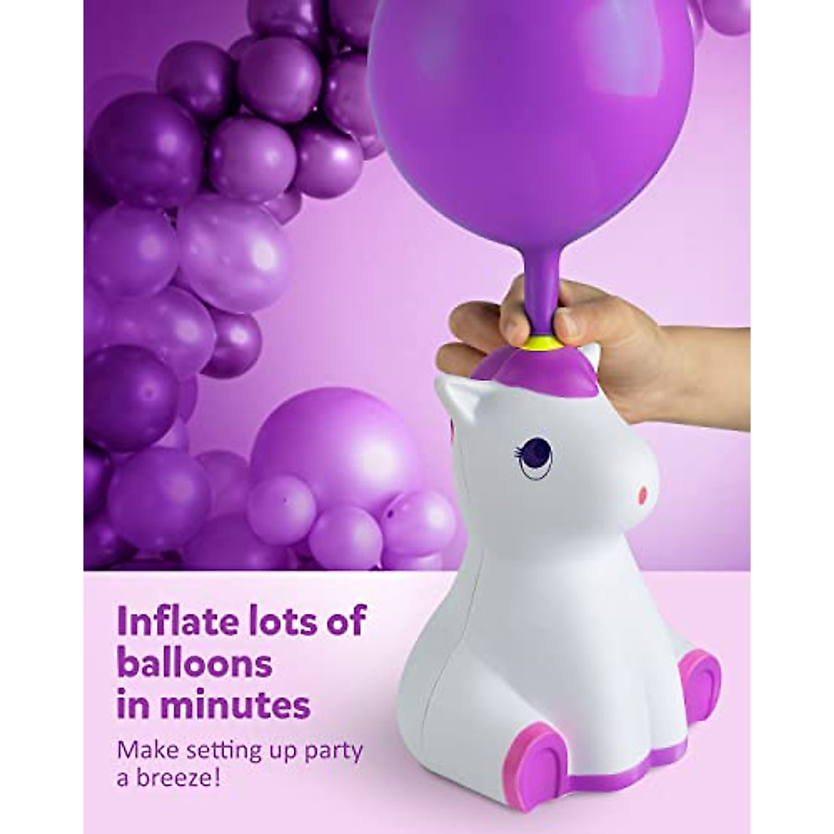 Coogam Unicorn Balloon Pump, Electric Air Ballon Blower, Portable Inflator for Party Wedding Birthday Xmas Baby Shower DIY Decoration (White)