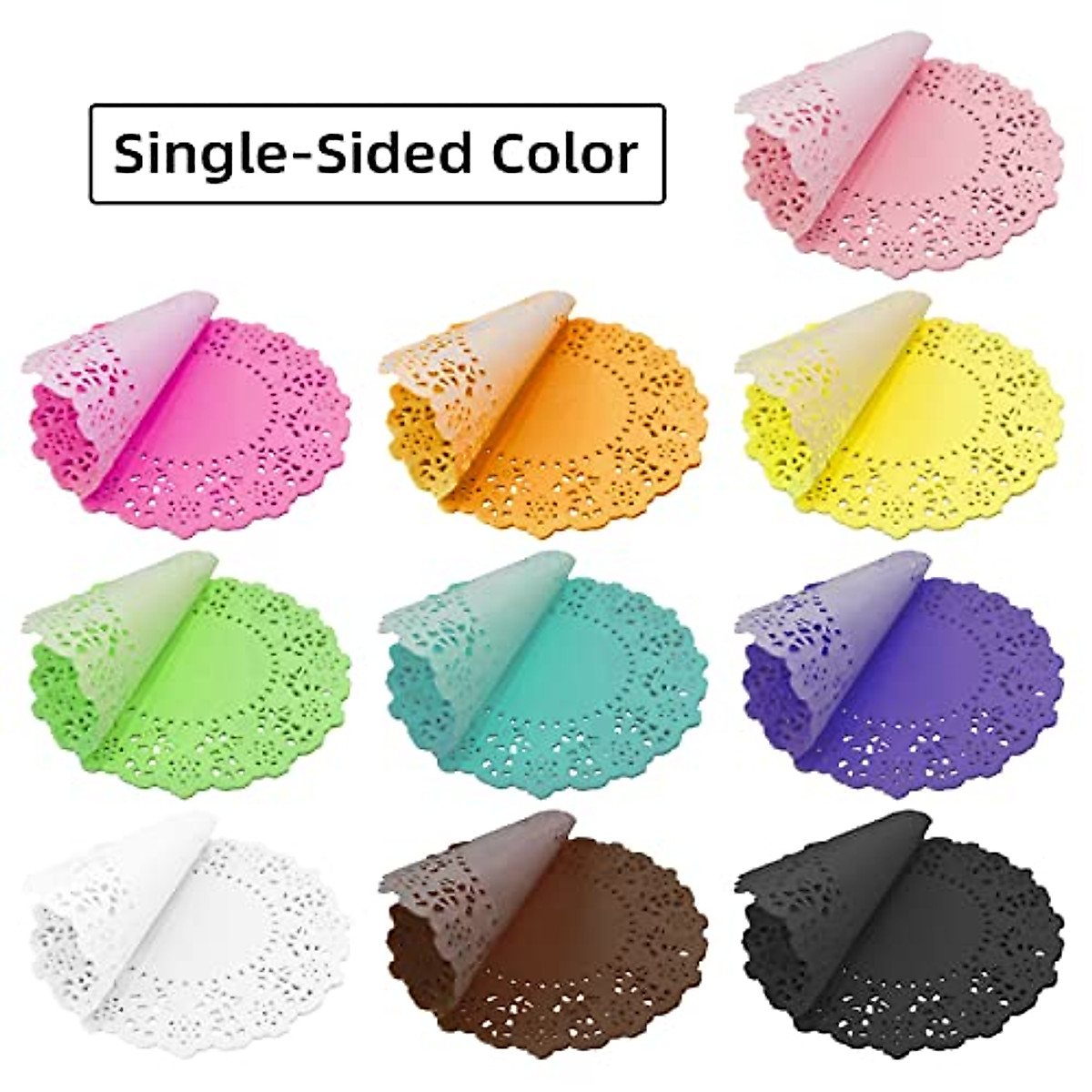 200 Pcs Round Lace Paper Doilies, 4.5" Round Decorative Paper Placemats, Assorted 10 Colors Disposable Paper Doilies for Cake Wedding Tableware Decoration, Tables Decorating Birthday Party Cakes