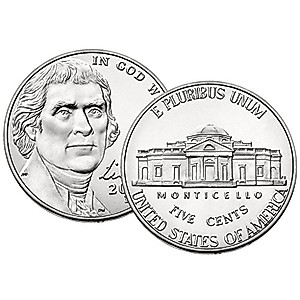 2009 P, D Jefferson Nickel 2 Coin Set Uncirculated