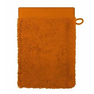 Garnier-Thiebaut, Set of 2, Luxury European Shower Mitts, Dolce Collection, Dark Orange, 100 Percent Cotton