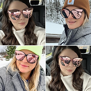 LVIOE Oversized Polarized Sunglasses for Women Trendy Large Cat Eye UV Protection Shade LS1627s