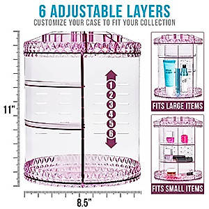 Sorbus 360 Rotating Makeup Organizer - Spinning cosmetics organizer, Adjustable Shelves for Make Up, Perfume & Toiletries - Acrylic Makeup Organizer for Vanity, Bathroom, Bedroom, Closet [Purple]