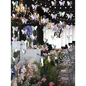 Goresory 4Piece Butterfly Hanging Garlands 3D Laser Butterfly Streamers Decoration for Wedding Birthday Party Bridal Shower Decorations (Laser)