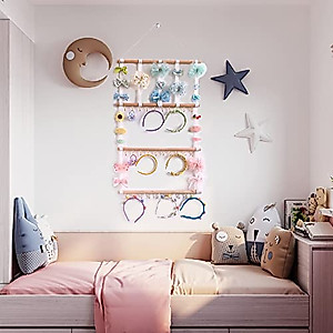 MEIXINZHI Bow Organizer for Girls Hair Bows, Baby Headband Organizer Headband Holder for Baby Girl Hair Bow Organizer for Wall, Room, Door or Closet