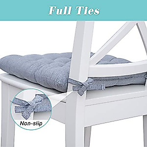 RECYCO Chair Cushions for Dining Chairs 4 Pack, Square Thick Chair Pads with Ties Non Slip, Soft and Comfortable Seat Cushion for Kitchen Dining Office Chair, 15.7" x 15.7", Gray