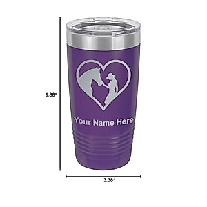LaserGram 20oz Vacuum Insulated Tumbler Mug, Horse Cowgirl Heart, Personalized Engraving Included (Dark Purple)