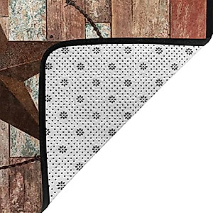 Minalo Large Area Rug Decorative Covering Floor,Rustic Wood Door with Southwestern Texas Star Garage Barn Farmhouse,Non Slip Washable Indoor Doormat Soft Area Rugs for Living Room Bedroom 5 x 7Ft