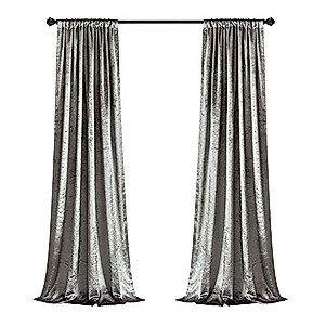 Lush Decor, Silver Velvet Dream Solid Color Luxury Shimmery Window Curtain Panel Set (Pair), 84” x 40