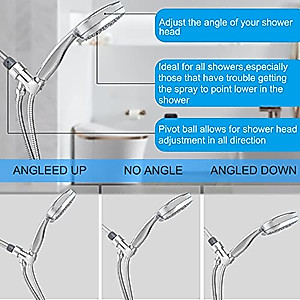 Hibbent All Metal Shower Hose,Shower Head Holder for Handheld Shower Head,71 Inch Stainless Steel Extra Long Shower Hose Replacement,Adjustable Shower Arm Mount,Brass Pivot Ball,Anti-Twist Hose,Chrome