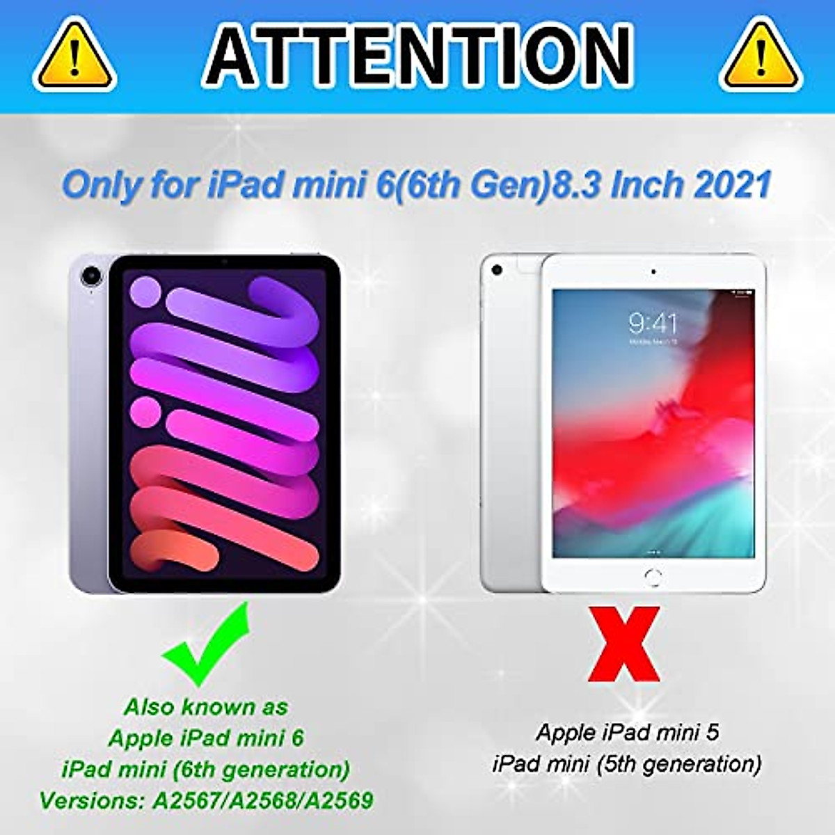 CGFGHHUY for iPad Mini 6 Case for Mini 6th Generation Case 360 Degree Rotating Stand Protective Smart Cover with Auto Wake Sleep Case Cover for iPad Mini 6th Gen 8.3 inch 2021 - Blue Flower