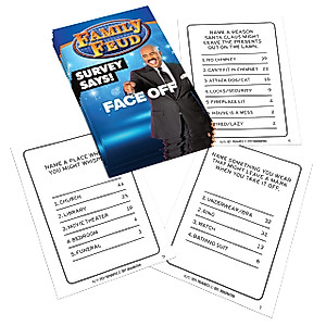 Family FEUD Survey Says Edition Card Game, Complete with Hundreds of Questions, 150 Question Cards, 50 Fast Money Cards, Complementary App with Sound Effects from The Show For 3 Players