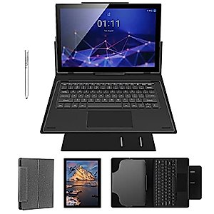 BYYBUO Tablet 10.1 inch, 2 in 1 Android 12 Tablets with Docking Keyboard Case,4GB RAM 128GB ROM,1920x1200 Full HD,Octa-Core Processor,7000mAh Battery, 5G+2.4G WiFi, Bluetooth,GPS,FM(2023 Gray)
