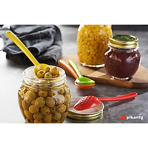 Pikanty - Small 7-Inch Slotted Serving Spoons (Pack of 4) - Perfect for Olives, Pickles & Condiments | Sturdy & Versatile | Made in USA
