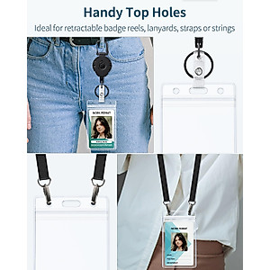 Pawfly 6 Pack Vertical ID Card Badge Holder Waterproof Clear Card Sleeve Case Cover Heavy Duty Card Protector Pouch with Resealable Zip for Proximity Key Card Driver’s License and Credit Card