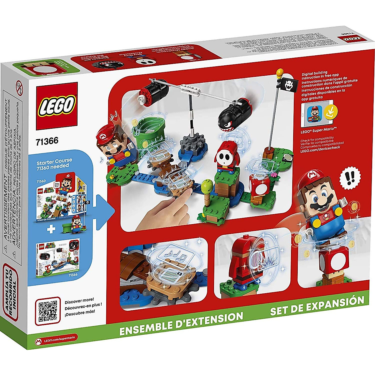 LEGO Super Mario Boomer Bill Barrage Expansion Set 71366 Building Kit; Toy for Kids to Add to Their Super Mario Adventures with Mario Starter Course (71360) Playset (132 Pieces)