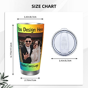 Generic Customized Tumbler Cup Personalized Coffee Mug with Photo Text Men Women Custom Stainless Steel Tumbler 20oz Custom Mug Gifts for Dad Mom Friends