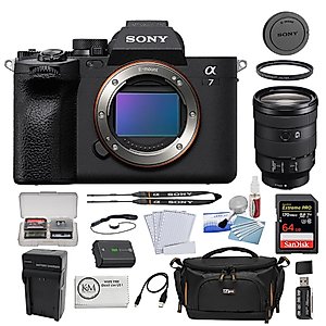 Sony Alpha a7 IV Mirrorless Camera Body Bundled with FE 24-105mm f/4 G OSS Lens + 64GB SD Card + 77mm Filter + Cap Keeper + Case + Cleaning Kit + SD Case + SD Reader + Cloth + Charger (12 Items)