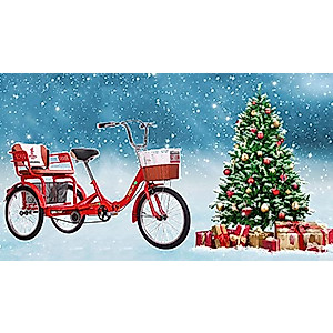 WEIMMIN Adult Tricycle Folding Tricycle for Seniors Comfortable seat 3 Wheel Bicycle with Shopping Basket Double Chain 20 Inch Shock Absorber Front Fork for Parents and Children Maximum Load 400Ib