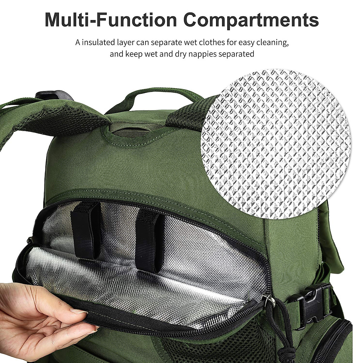 espidoo Diaper Bag Backpack for Dad, Military Tactical Backpack with Molle System, Large Travel Bag Backpack for Men, Black