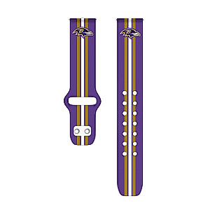 Game Time Baltimore Ravens Quick Change HD Watch Band Compatible with Samsung and More (Stripes 20mm Short)