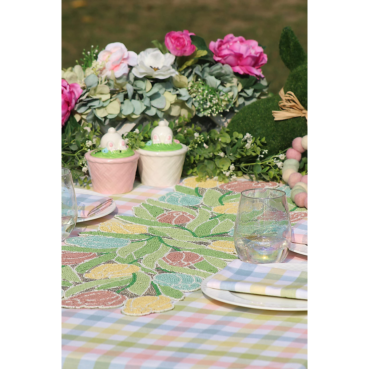 COTTON CRAFT Countryside Classic Gingham Buffalo Check Plaid Tablecloth - Premium Cotton - Spring Easter Bunny Luncheon Dinner - Table Cover - 60 inch x 84 inch - Yellow Multi