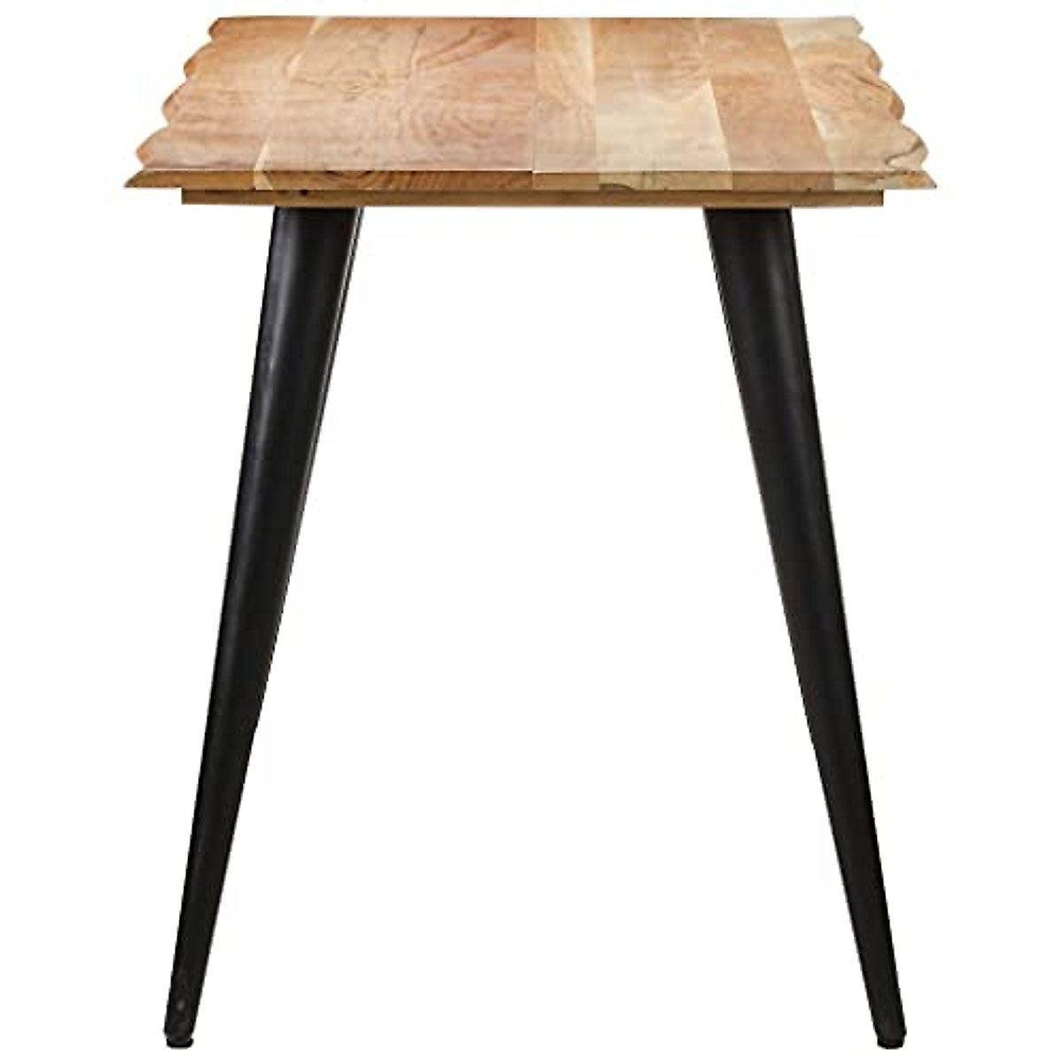 55 Inch Modern Farmhouse Dining Table for 6 Person, Acacia Wood Dining Room Table Kitchen Table with Natural Edges, Industrial Style with Steel Legs, Brown & Black