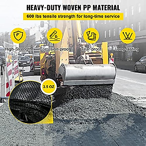 VEVOR Weed Fabric Barrier Heavy Duty, 12.5x50ft 3.5oz Weed Blocker Fabric, Woven Landscape Fabric, Garden Fabric Weed Barrier, Weed Control Fabric Ground Cover, Geotextile Fabric, Gardening Mat, Black