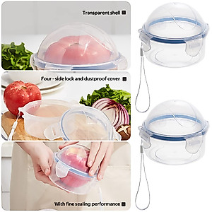 EMVANV 2 PCs Small Fruit & Vegetable Storage Containers With Lid, Onion & Tomato Lemon Apple Produce Saver Holder, Portable Savers, Transparent