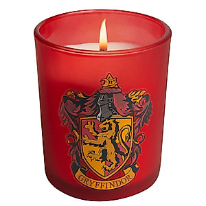 Harry Potter Gryffindor Candle, Large 8 oz - Amber & Vanilla Scented - Soy and Coco Wax in Glass Votive - Christmas Hogwarts House Gift for Teens, Men, Women, Adults