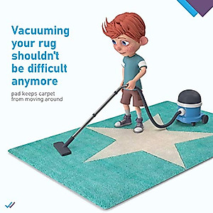 DoubleCheck Products Rug Gripper Non Slip Rug Pad Underlay Liner for Hardwood Floors Supper Grip Thick Padding Adds Cushion Prevents Sliding Size 2 X 4