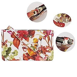 XOXO Women’s Large White Floral Saffiano Multifunction Solid/Patterned Wristlet