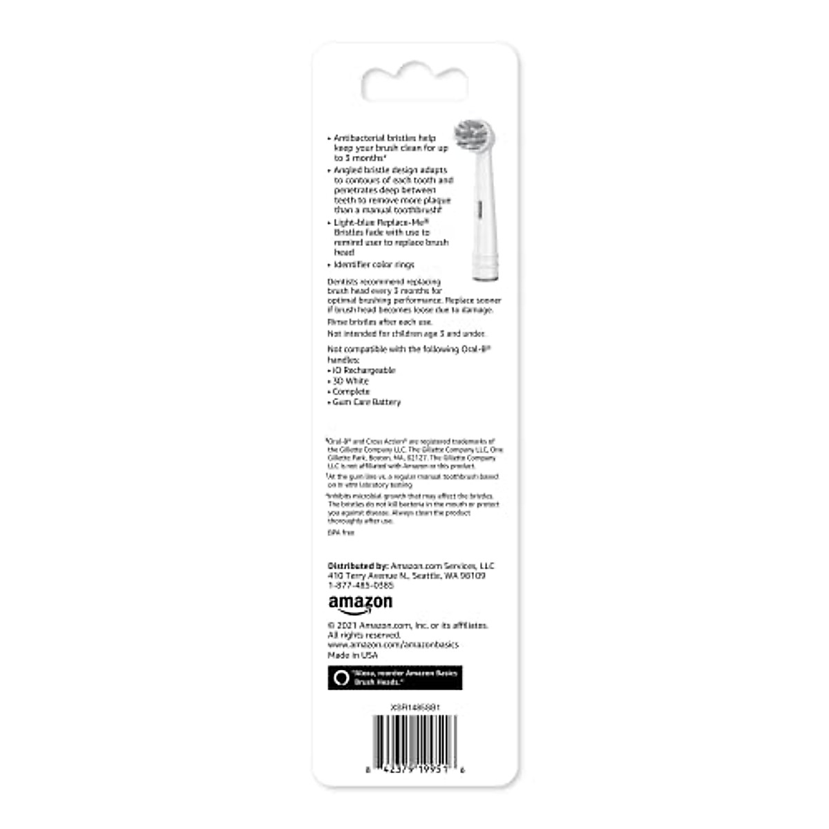 Amazon Basics Perfect Angle Replacement Brush Heads, 3 Count, 1-Pack