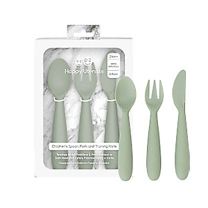 ezpz Tiny Spoon (2 Pack in Sage) - 100% Silicone Baby Spoon for Baby Led Weaning + Purees - 6 Months + - Designed by a Pediatric Feeding Specialist - Baby Essentials & Baby Gifts
