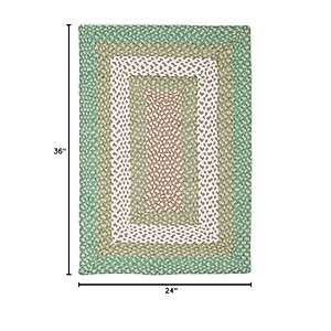 Super Area Rugs 2X3ft Farmhouse Braided Rug - Natural Cotton Braided Rug for Bathroom, Kitchen, Doorway - Primitive Country Braided Rug - Green/Cream/Ivory