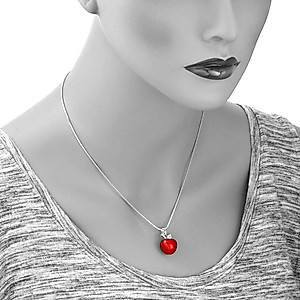 PammyJ Candy Red Apple Silvertone Pendant Necklace, 17.5"