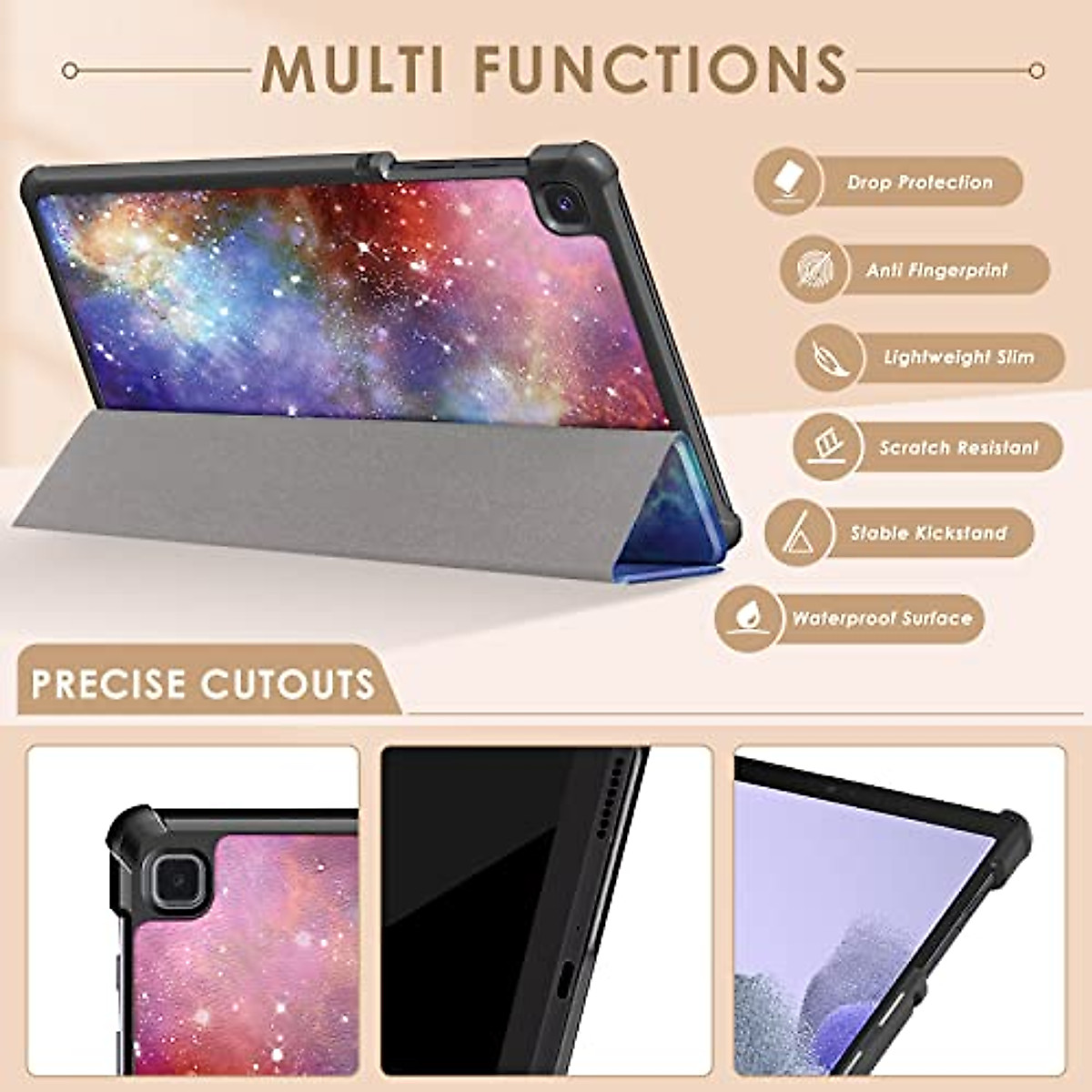DETUOSI Slim Case for Samsung Galaxy Tab A7 Lite 8.7" 2021 (SM-T220/T225/T227U), Ultra Thin Folio Tri-fold Flip PU Leather Book Cover Multi-Angle Stand + Protective Hard Back Shell + Magnetic Closure