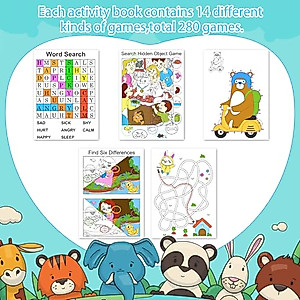 Elfew 20 Pack Small Activity Books for Kids Age 4-8,8-12.Kid Party Favor Game and Coloring, Include Word Search, Mazes,Find the Difference,Dot to Dot and More, Goodie Bag Stuffers for Kids