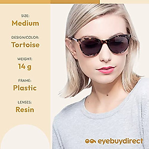 EYEBUYDIRECT Cat-Eye Sunglasses, Scratch-Resistant Sunglasses for Women and Men with UV Protection, Non-Polarized, Cartel - Medium
