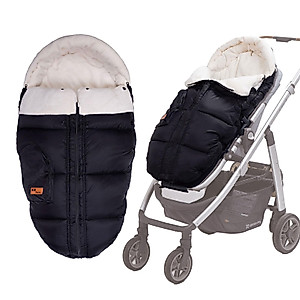 KZ Dotnz Universal Stroller Blanket, Front Panel Removeable Multifunction Stroller Bunting Bag, Cosy Toes Fleece Lined Stroller Footmuff Fit for Most Stroller, Stroller Cover for Winter