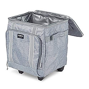 Igloo 40 Can Large Portable Insulated Soft Cooler with Rolling Wheels, Gray