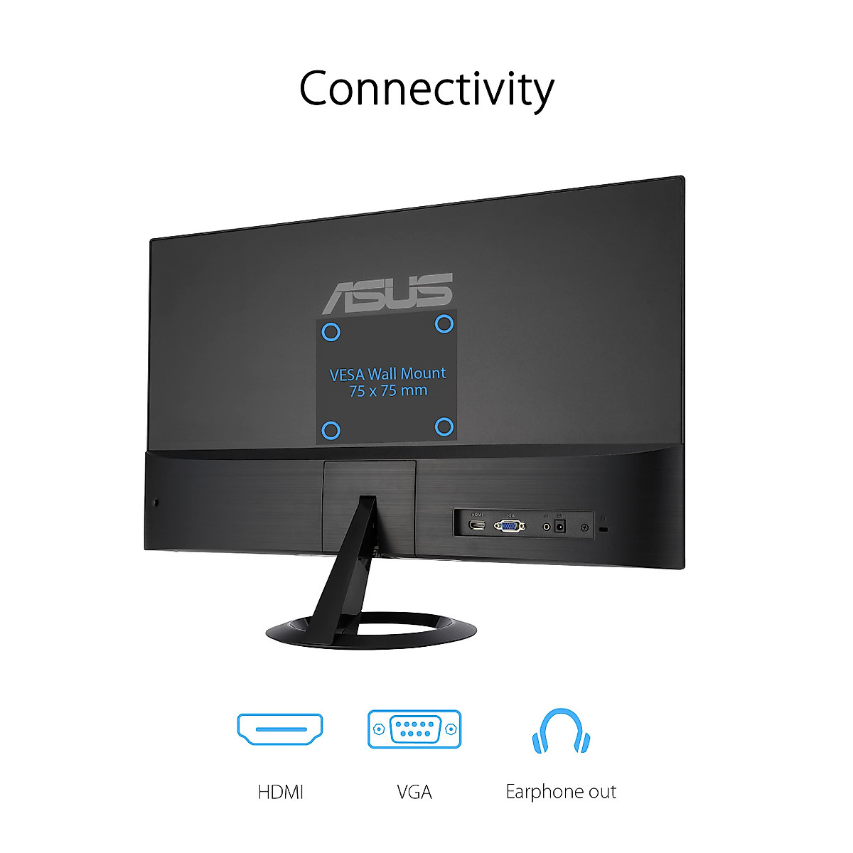 ASUS 27” 1080P Monitor (VZ27EHE) - Full HD, IPS, 75Hz, 1ms, Adaptive-Sync/FreeSync, Low Blue Light, Flicker Free, Ultra-Slim, VESA Mountable, Frameless, HDMI, VGA (Renewed)