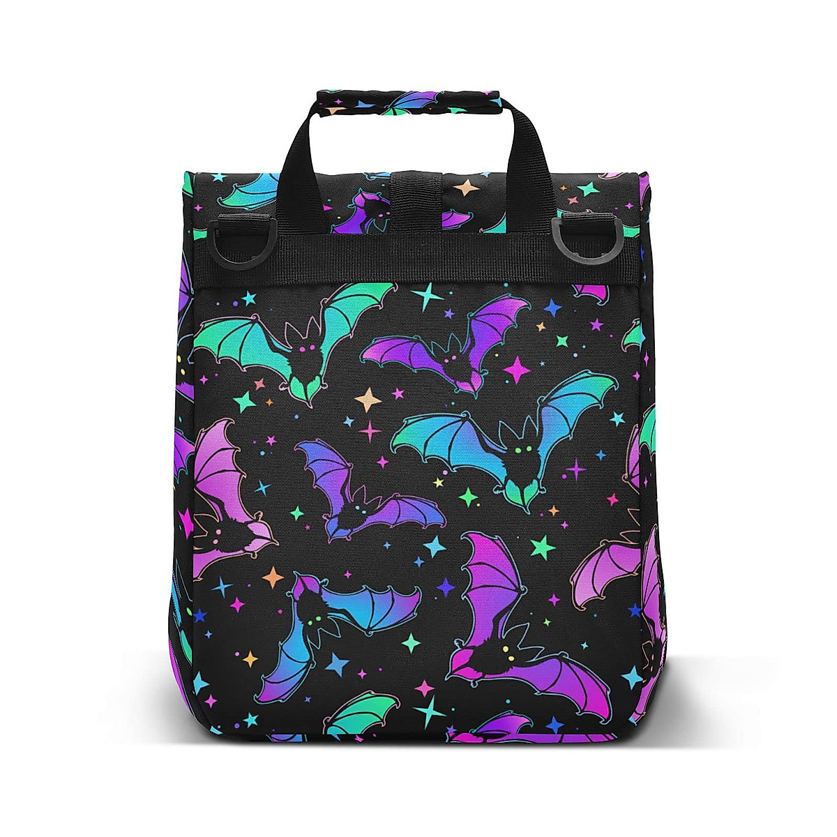 MNSRUU Insulated Lunch Bags Women Men Aldults, Halloween Luminous Bats Portable Reusable Thermal Meal Tote Cooler Bag Organizer, Adjustable Shoulder Strap, Handle