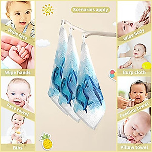 Washcloths Set Bathroom Kitchen Wash Cloths Face Towels Wipes Dolphin Sea Blue Watercolor Decorative 12x12 Inch 5 Pack