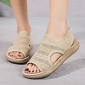 USYFAKGH Womens Slide Sandal Women Ladies Flat Roman Style Strap Flip Flops Sandals Casual Slip On Shoes