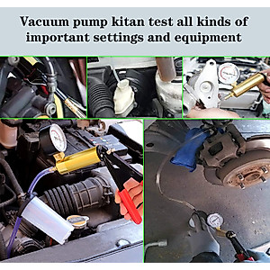 Hand Held Vacuum Pump Tester kit for Automotive with Sponge Protected Case,Adapters,One-Man Brake and Clutch Bleeding System(16pcs)